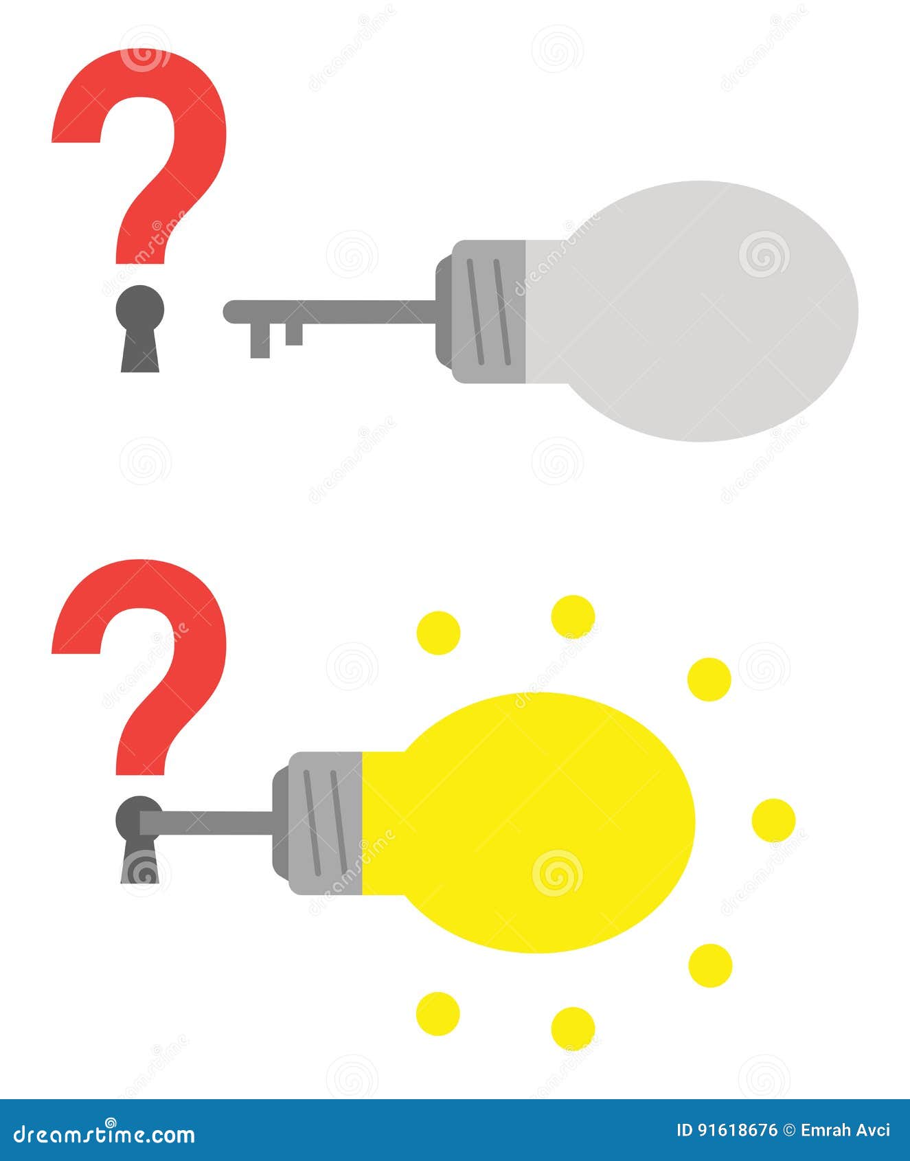 Question Marks with Keyholes and Light Bulb Keys Stock Vector ...