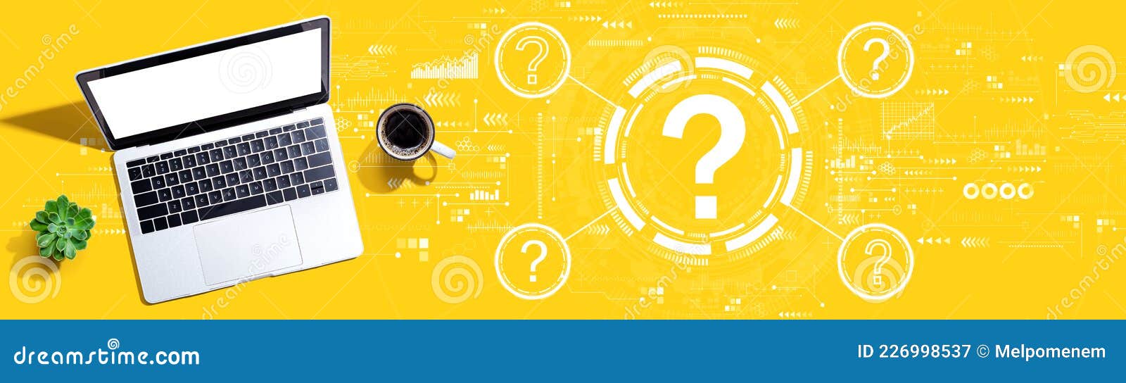 Question Marks with a Laptop Computer Stock Image - Image of concept ...
