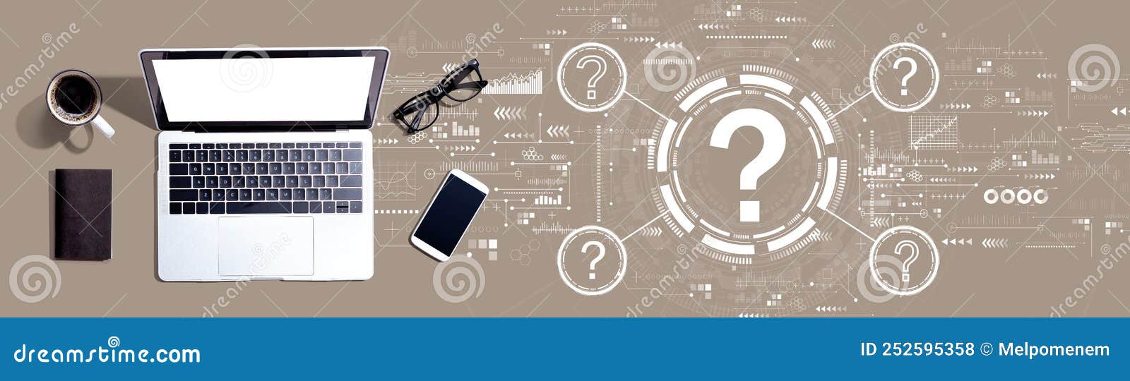 Question Marks with a Laptop Computer Stock Photo - Image of computer ...