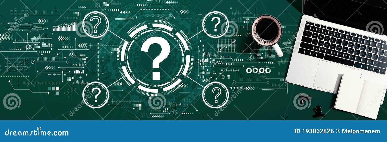 Question Marks with a Laptop Computer Stock Photo - Image of connection ...