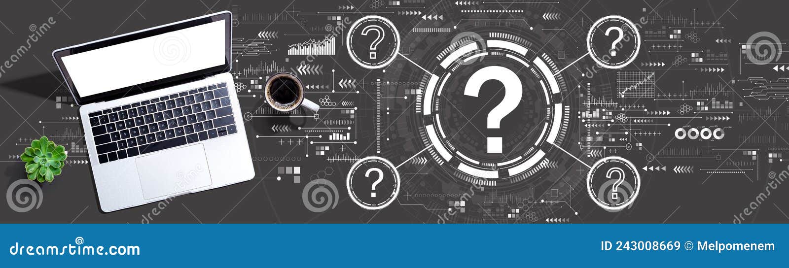 Question Marks with a Laptop Computer Stock Image - Image of idea ...