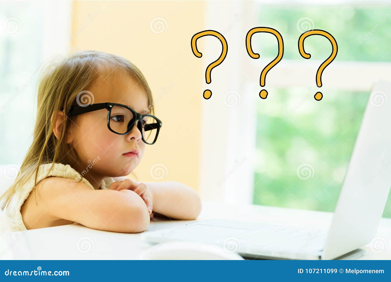 Question Marks with Little Girl Stock Image - Image of small, sketch ...