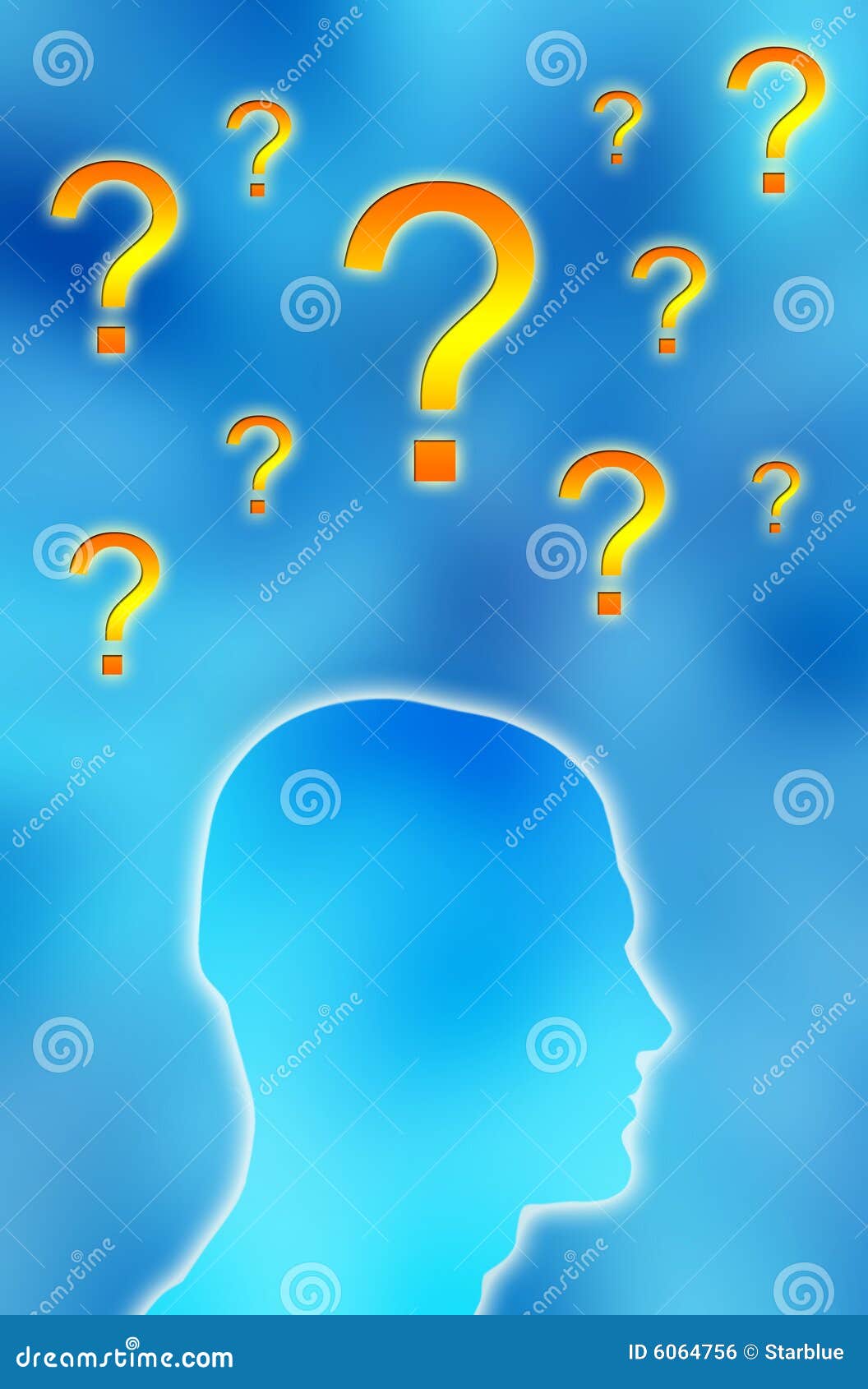Question Marks and Male Head Stock Illustration - Illustration of ...