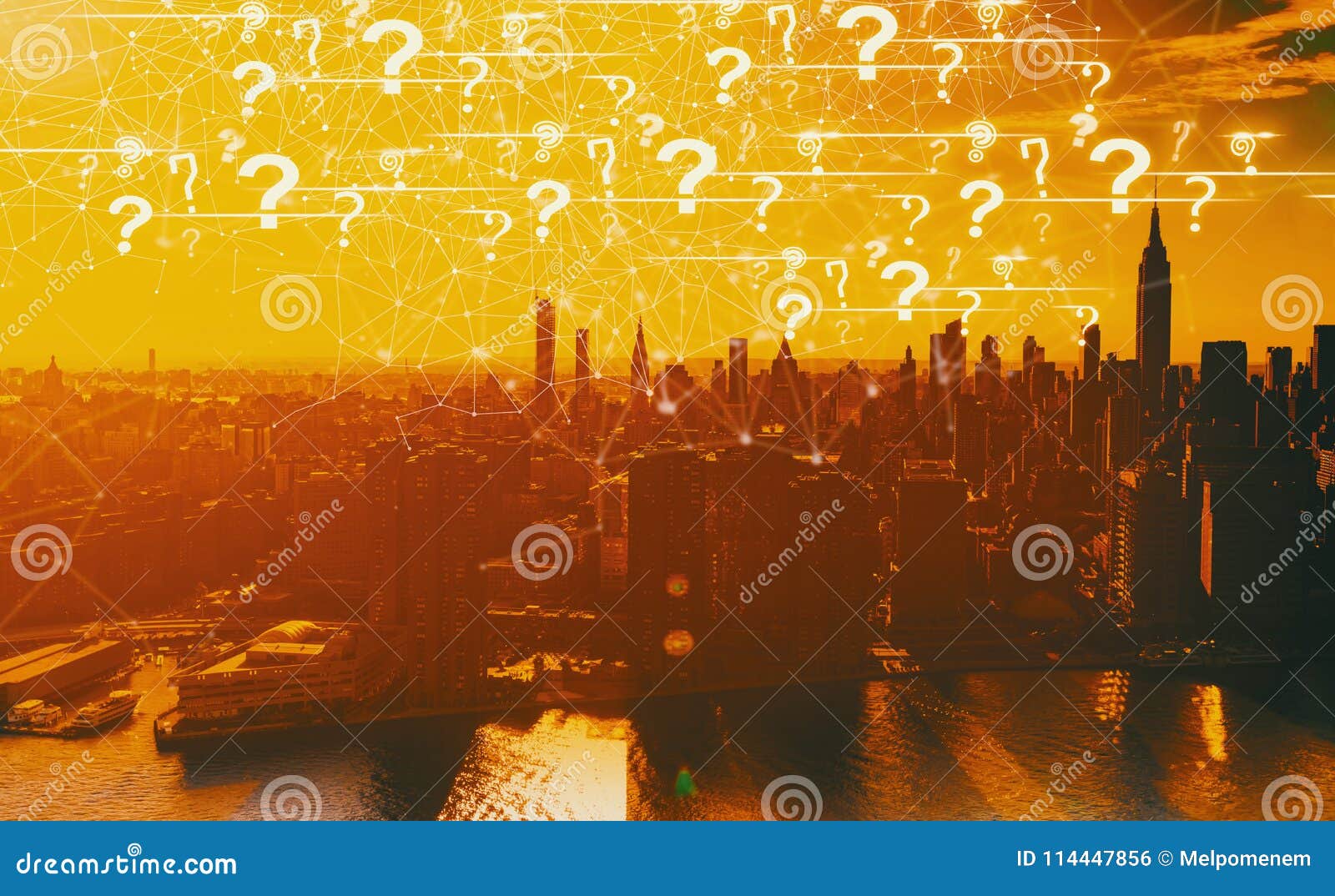 Question Marks with the Manhattan Stock Photo - Image of shine ...