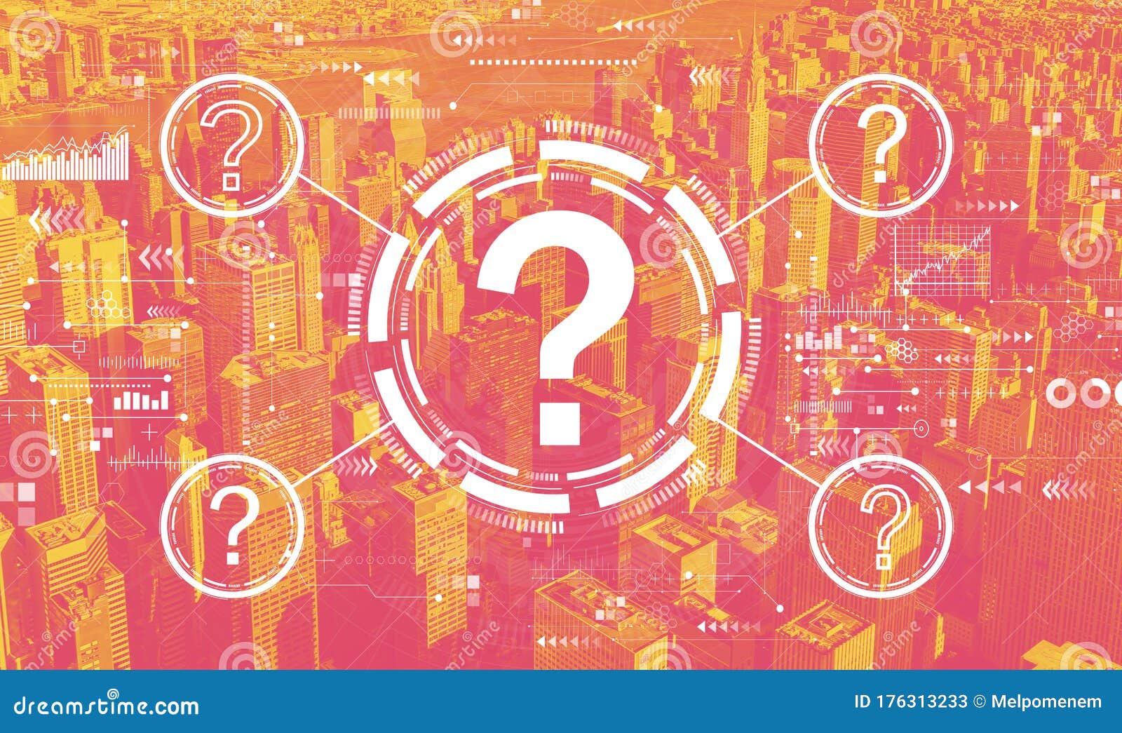 Question Marks with the New York City Stock Image - Image of midtown ...