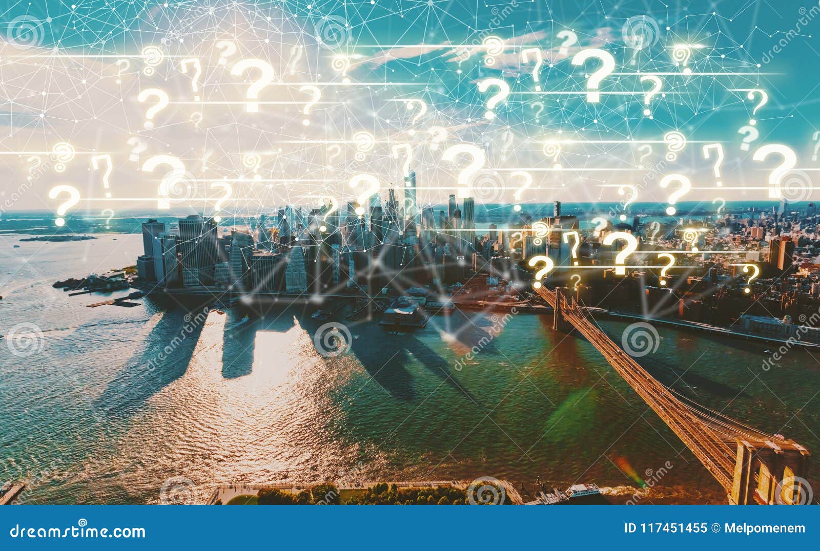 Question Marks with New York City Stock Image - Image of scene ...