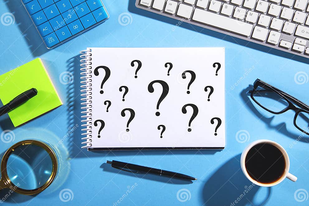 Question Marks on Notepad. Business Concept Stock Image - Image of ...