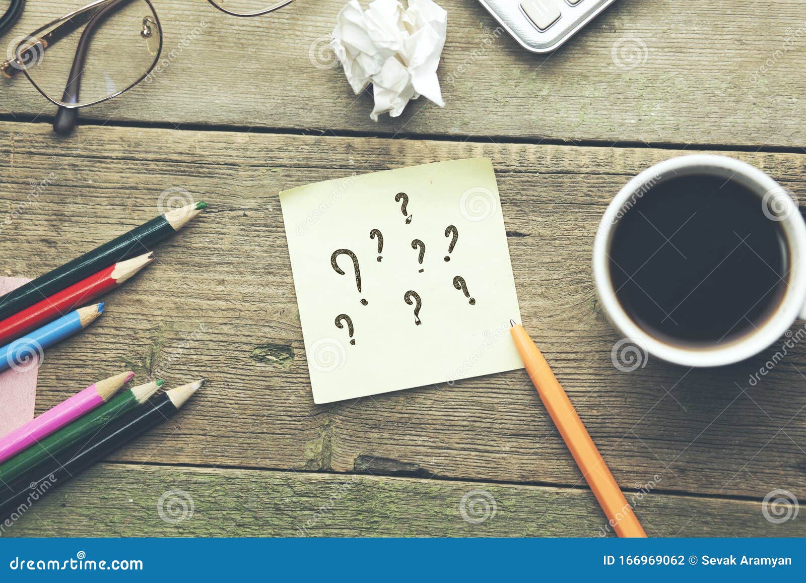 Question marks on notepad stock photo. Image of notepad - 166969062