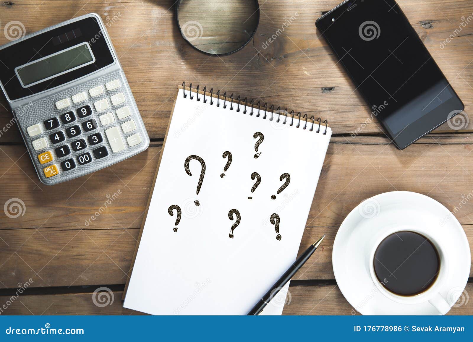 Question mark on notepad stock photo. Image of office - 176778986