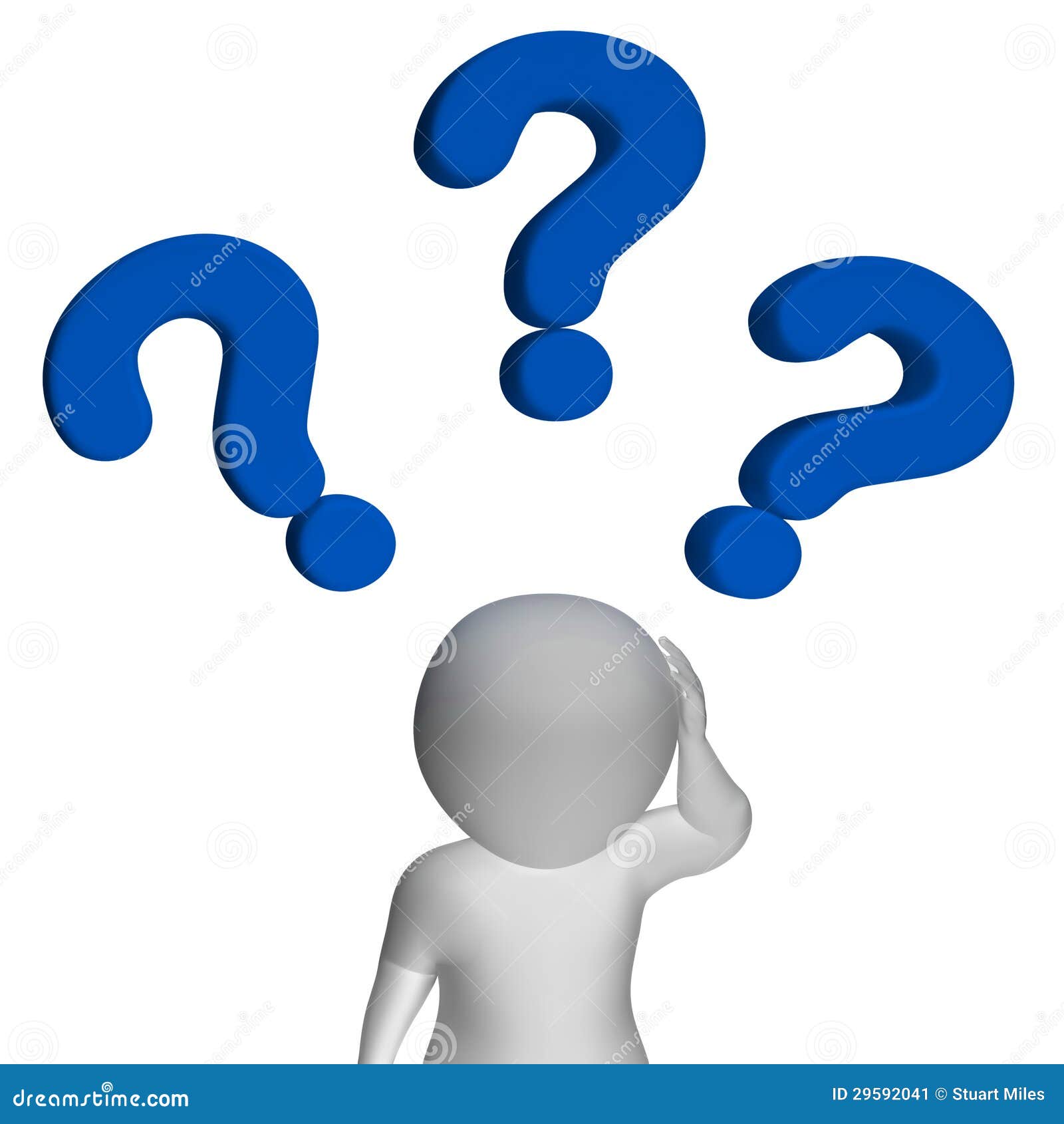 Question Marks Over Man Shows Confusion and Uncertainty Stock ...