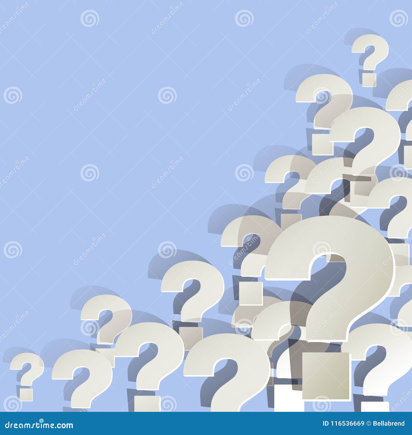Question Marks White in the Corner on a Light Blue Background Stock ...
