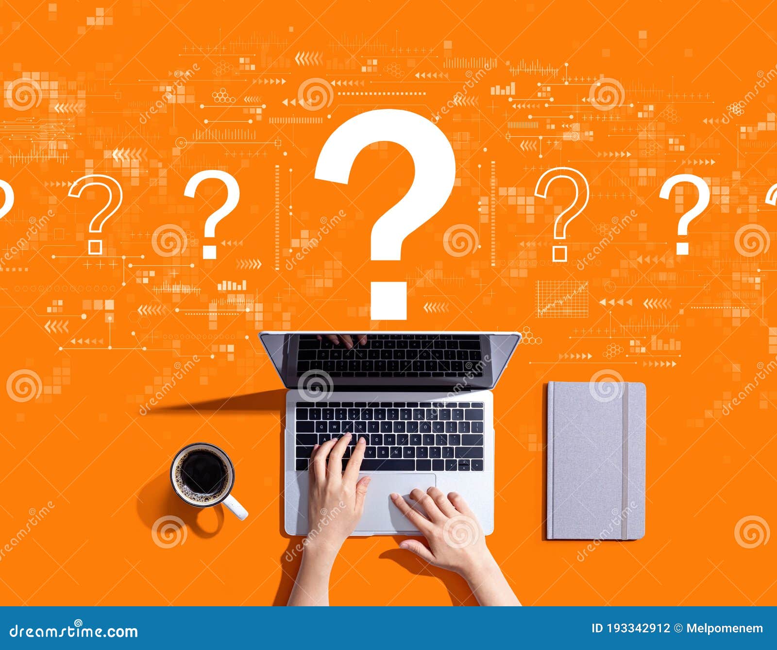 Question Marks with Person Using a Laptop Stock Photo - Image of ...