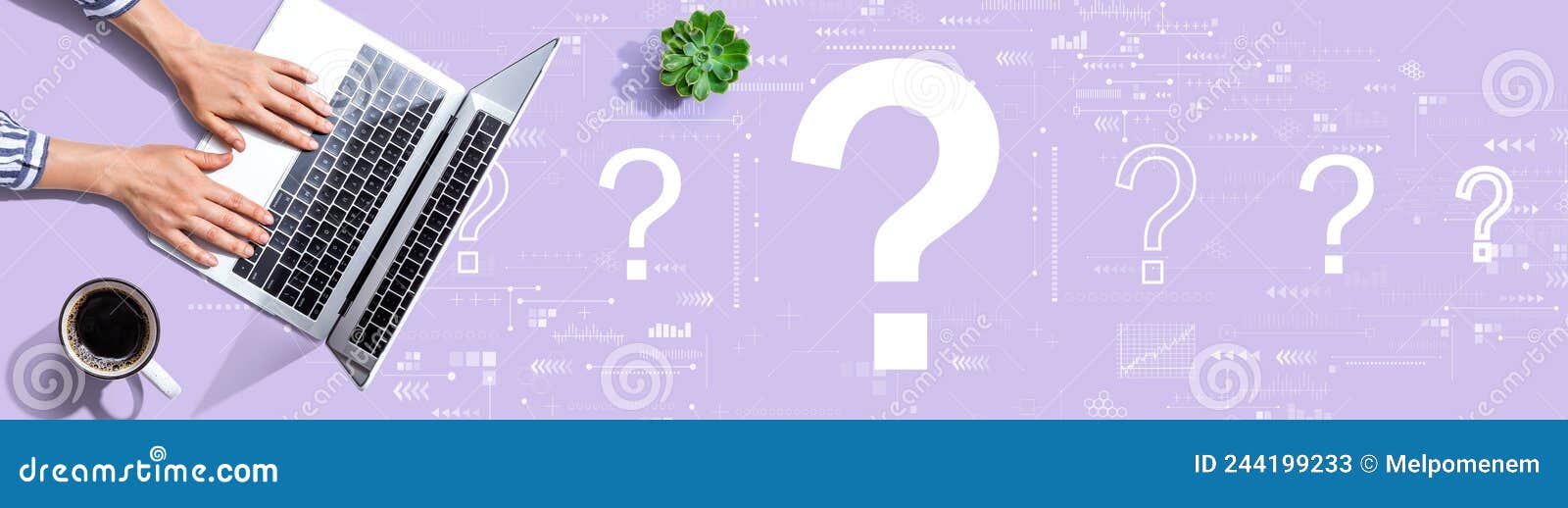 Question Marks with Person Using a Laptop Editorial Stock Photo - Image ...