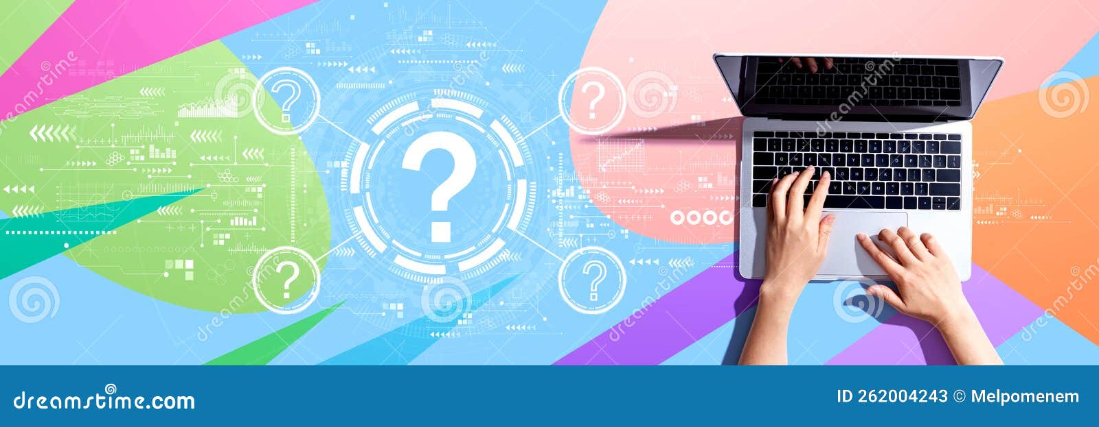 Question Marks with Person Using a Laptop Stock Image - Image of asking ...