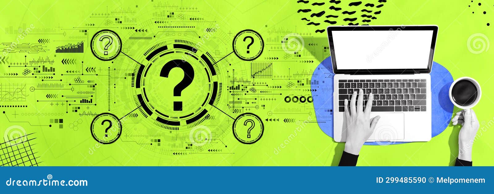 Question Marks with Person Using a Laptop Stock Photo - Image of asking ...