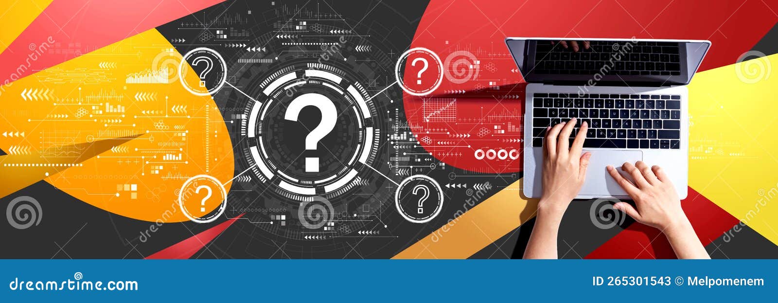 Question Marks with Person Using a Laptop Stock Image - Image of ...