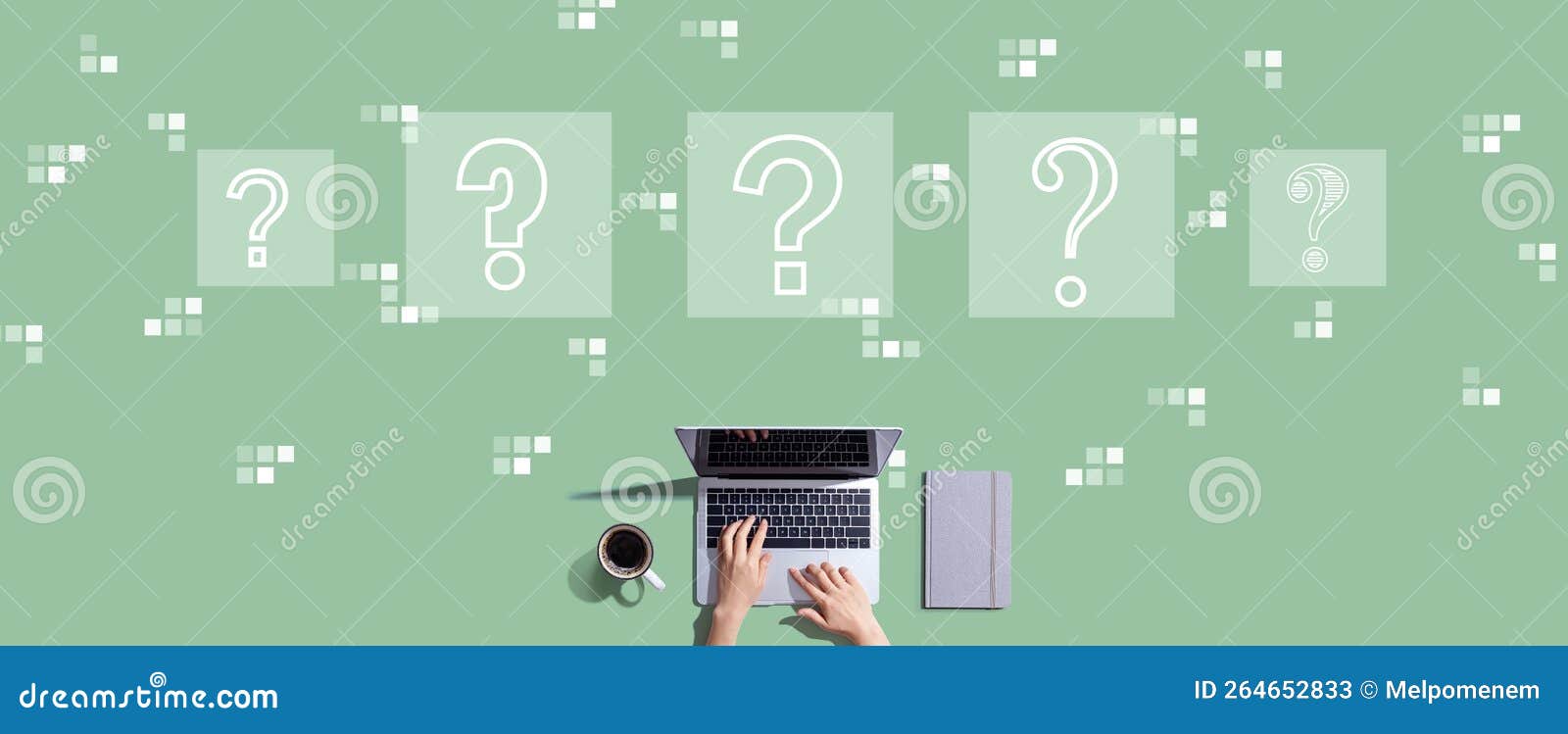 Question Marks with Person Working with Laptop Stock Image - Image of ...