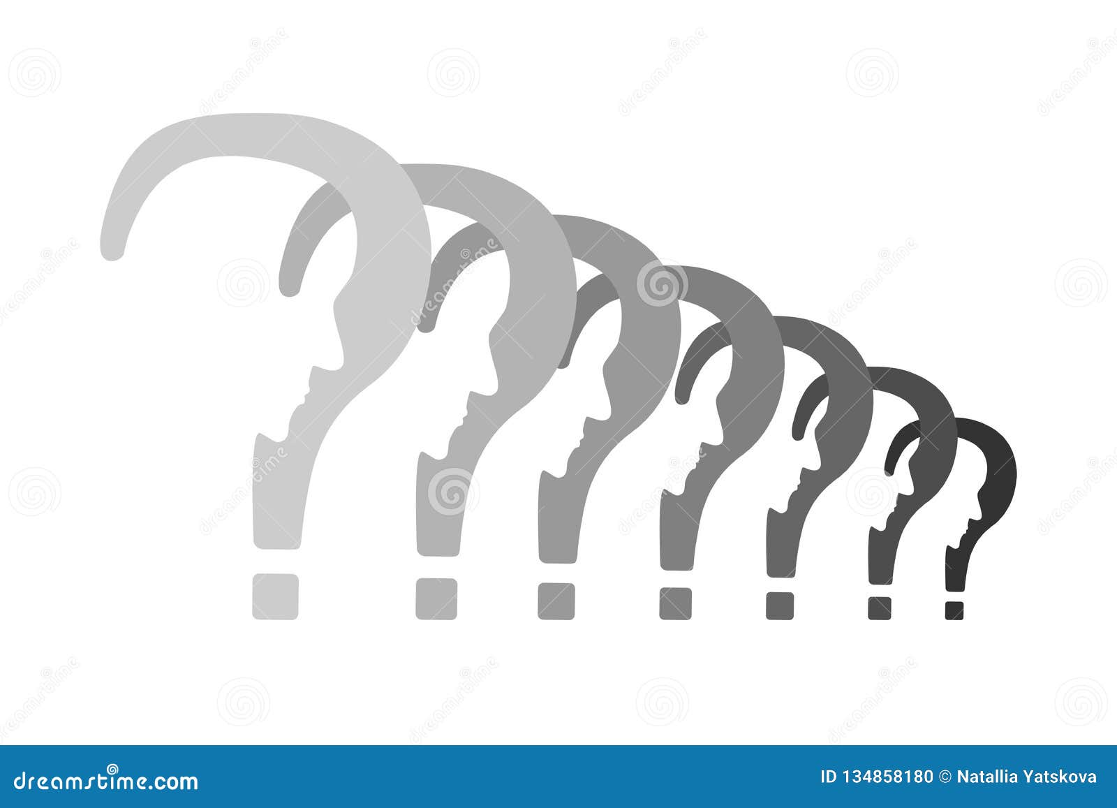 Question Marks with Profile in a Row Concept Stock Vector ...