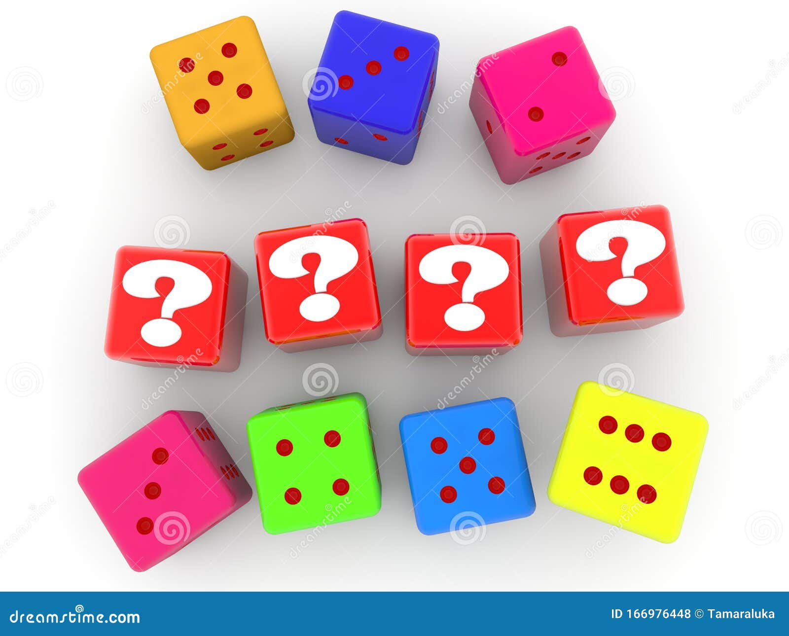 Question Marks on Red Toy Blocks between Dice Stock Illustration ...