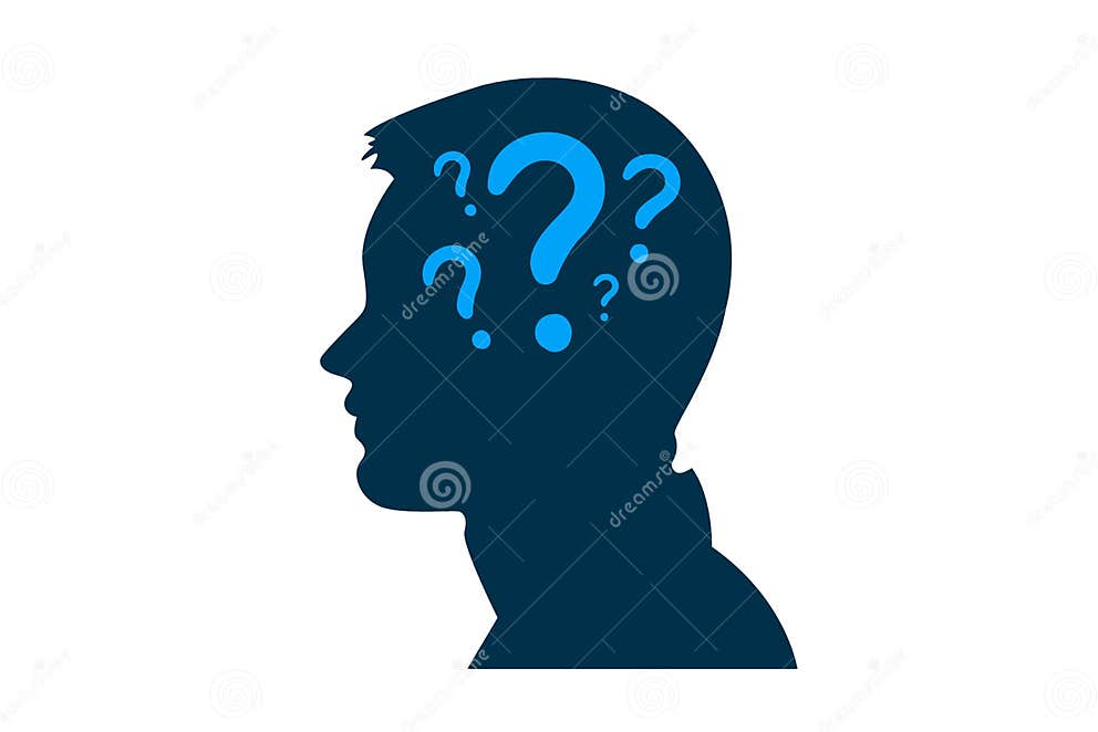 Question Marks on a Silhouette of a Man Head Stock Photo - Image of ...
