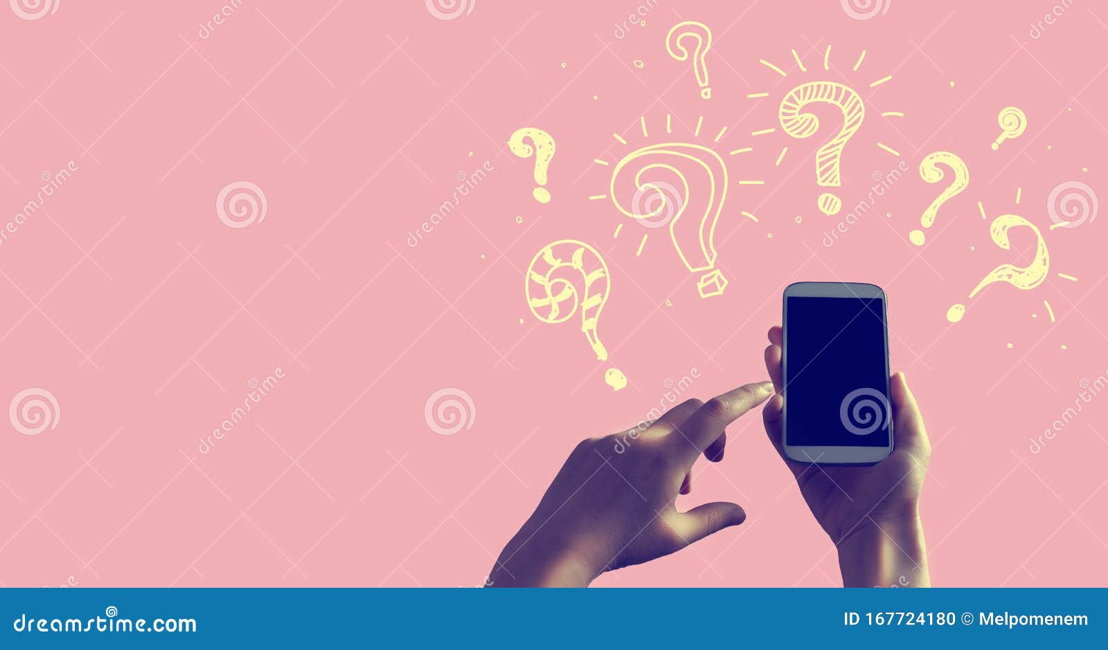 Question Marks with Smartphone Stock Illustration - Illustration of ...