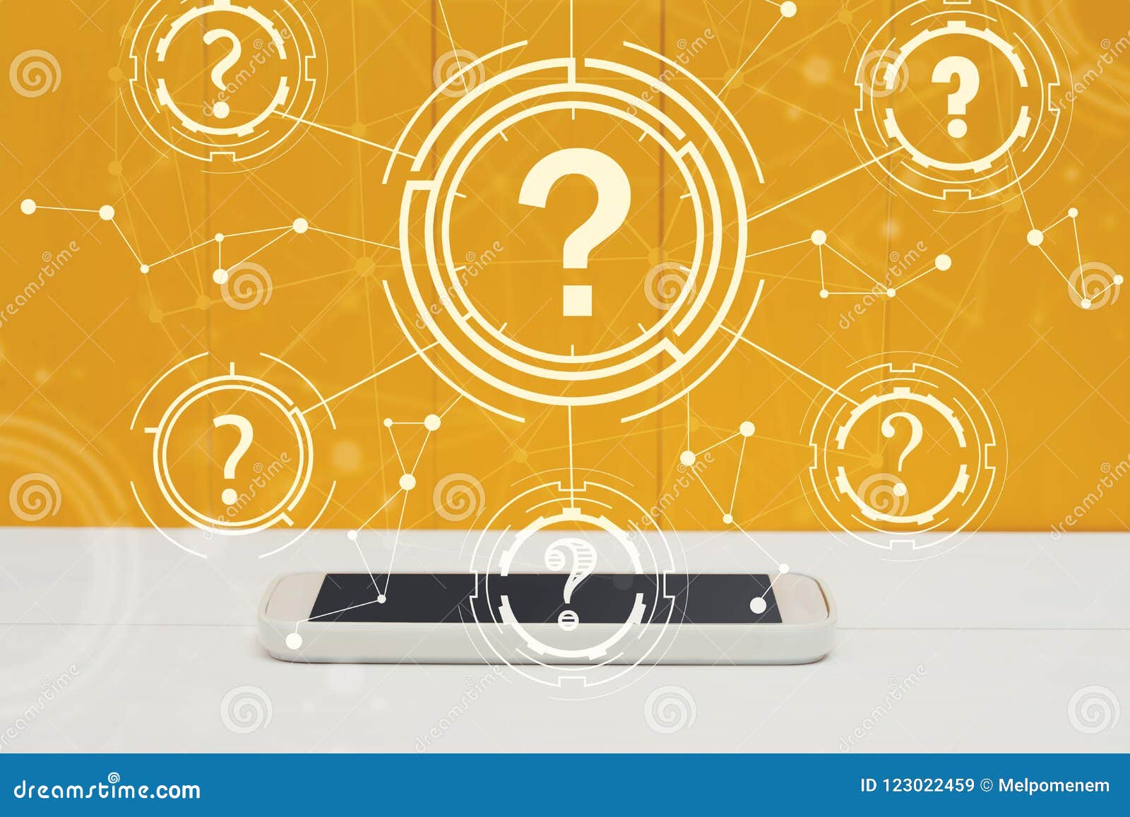 Question Marks with Smartphone Stock Image - Image of concept, screen ...