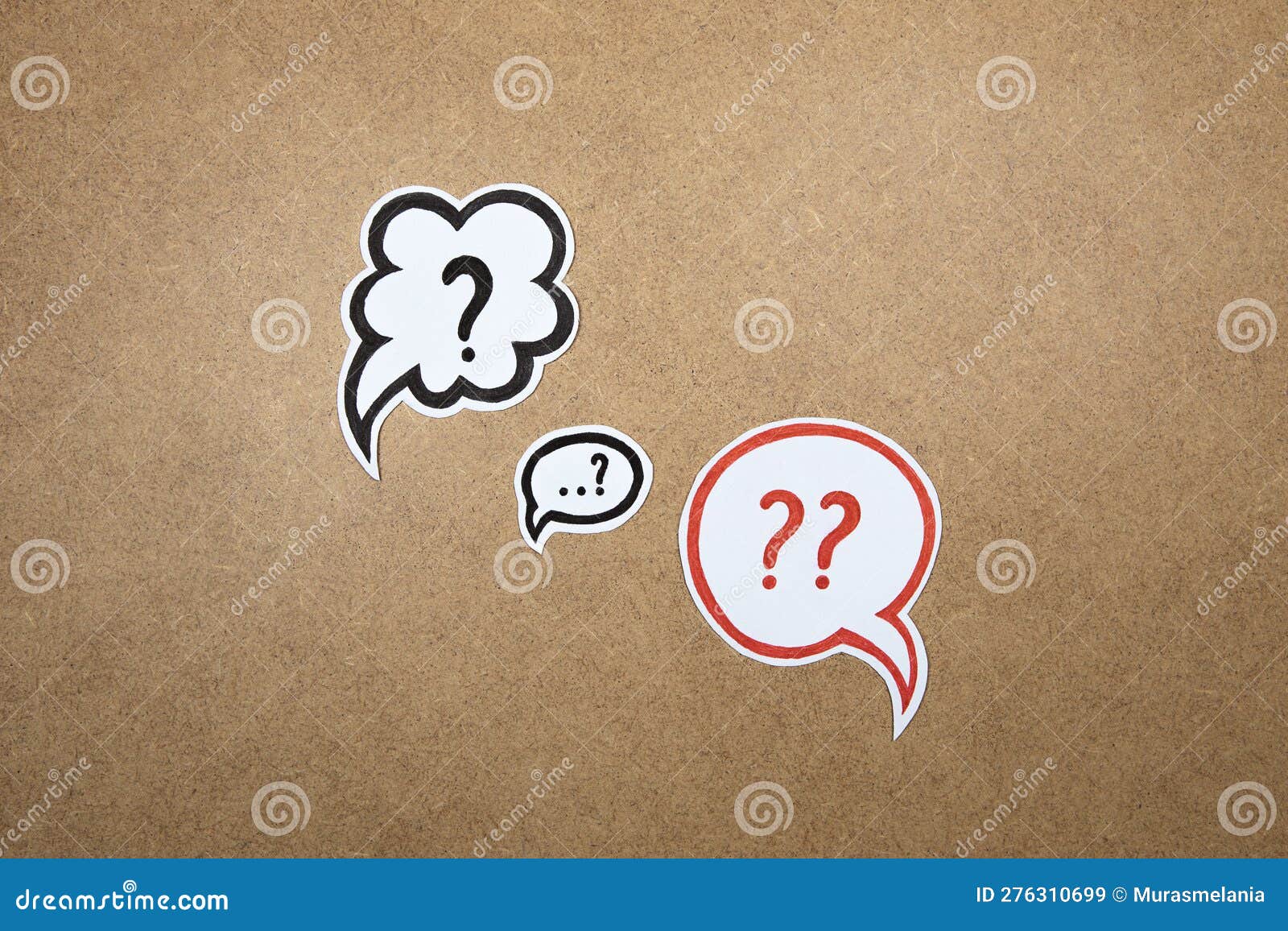 Question Marks in Speech Bubbles. Paper Shape of Bubble with Hand Drawn ...