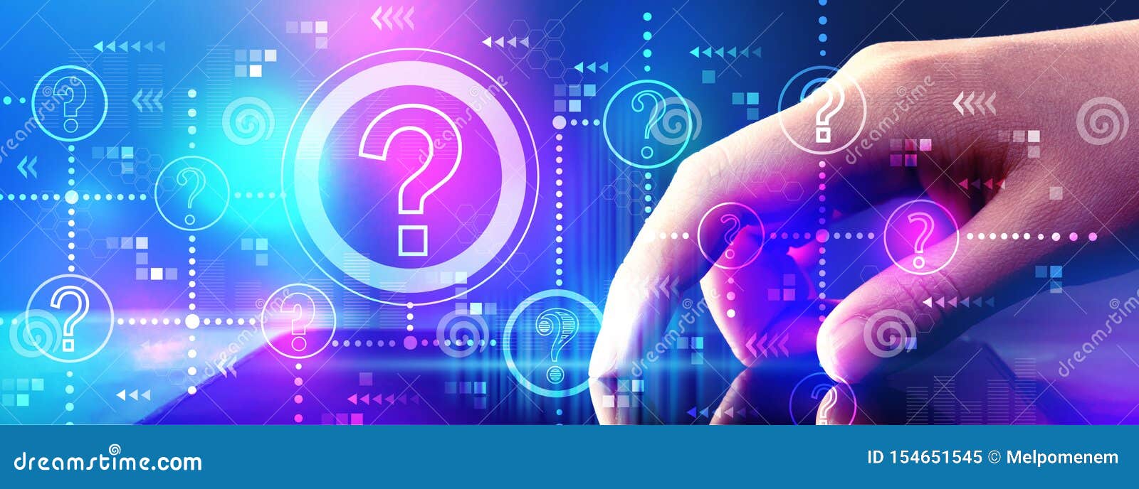 Question Marks with Tablet Computer Stock Image - Image of hand, asking ...