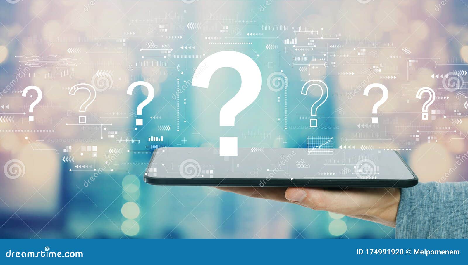 Question Marks with Tablet Computer Stock Photo - Image of device ...