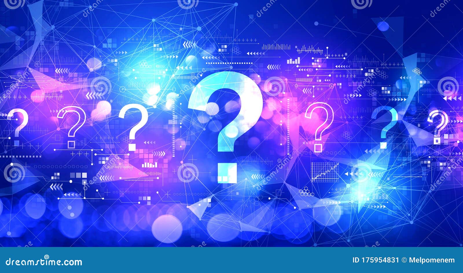 Question Marks with Technology Light Background Stock Image - Image of ...