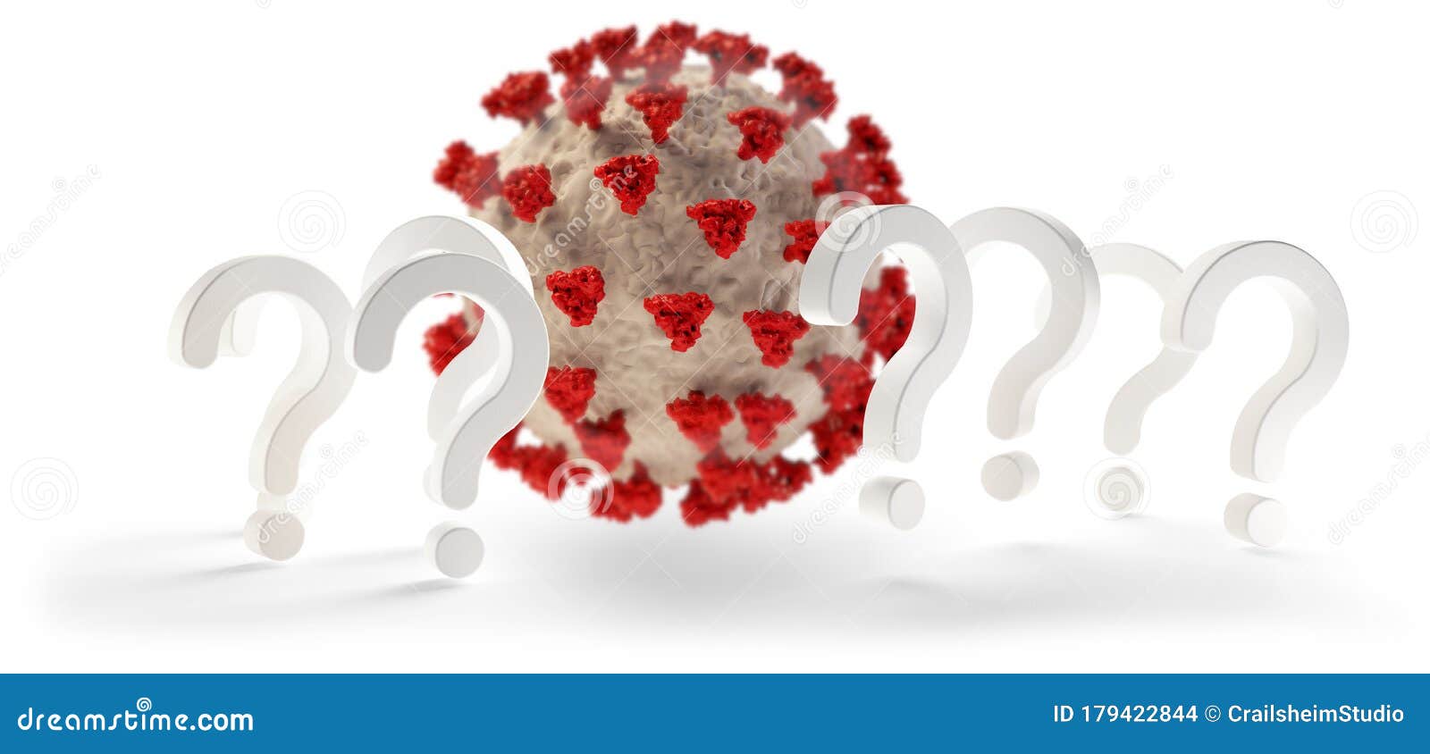 Question Marks and Virus Cell Red 3d-illustration Stock Illustration ...