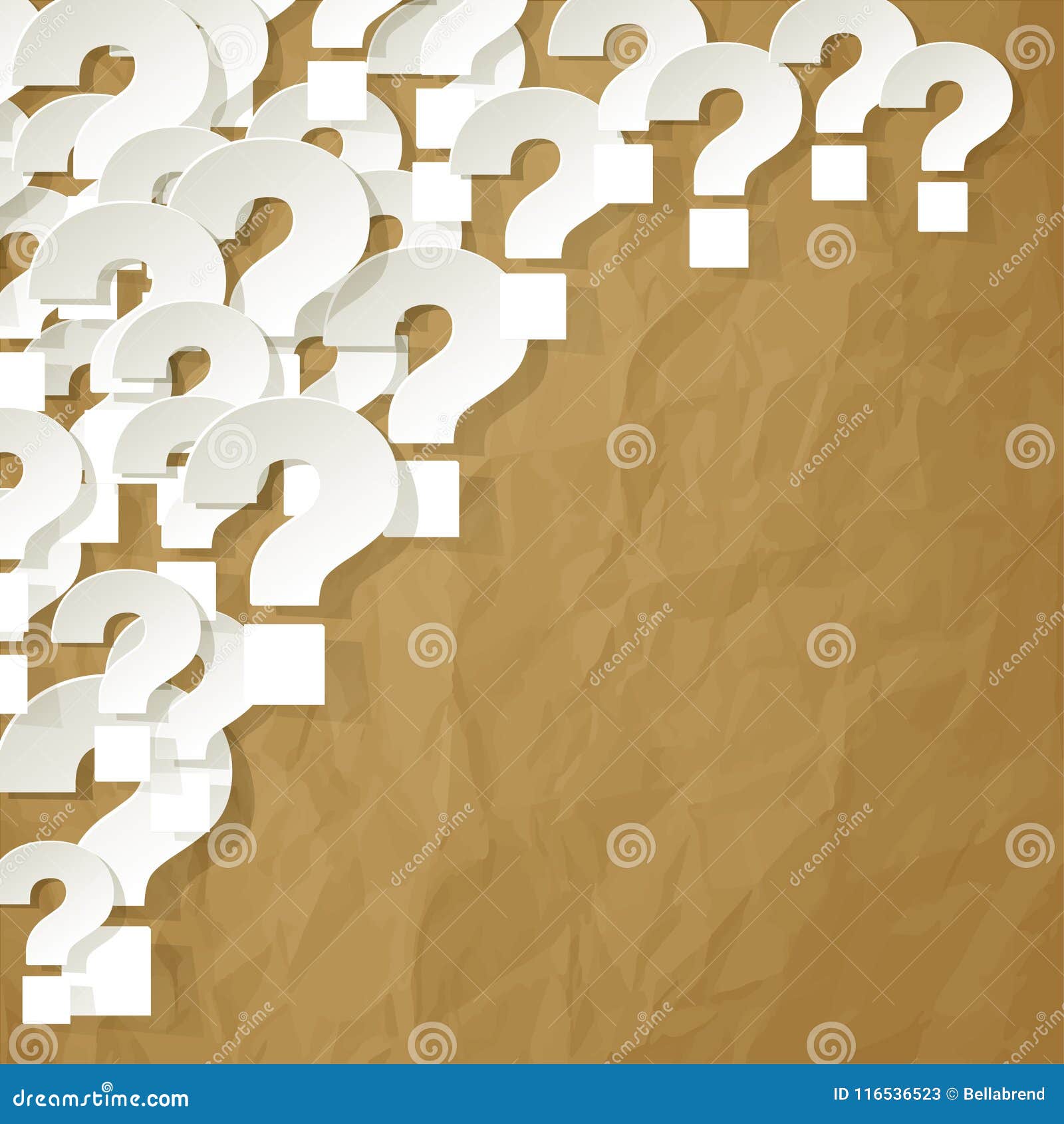 Question Marks White in the Corner on a Crumpled Paper Brown Background ...