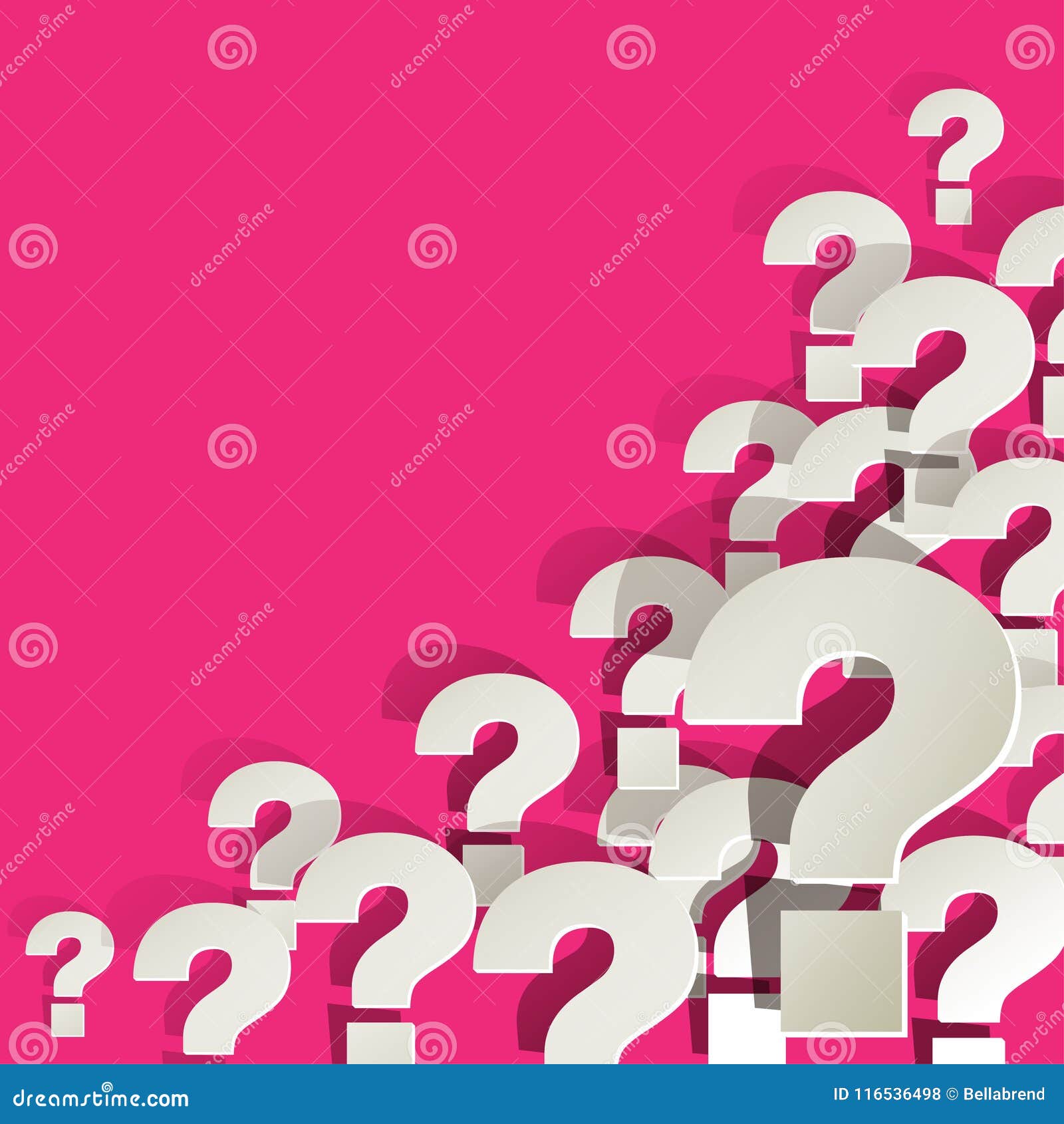 Question Marks White in the Corner on a Pink Background Stock Vector ...