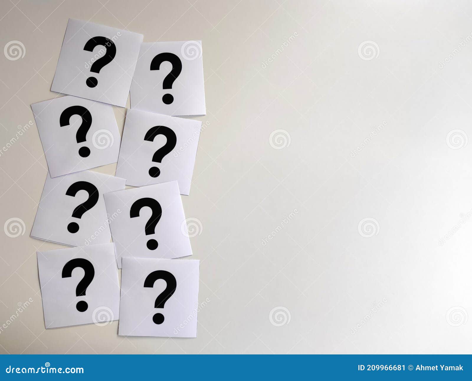 Question Marks on White Note Papers with Copy Space Stock Image - Image ...