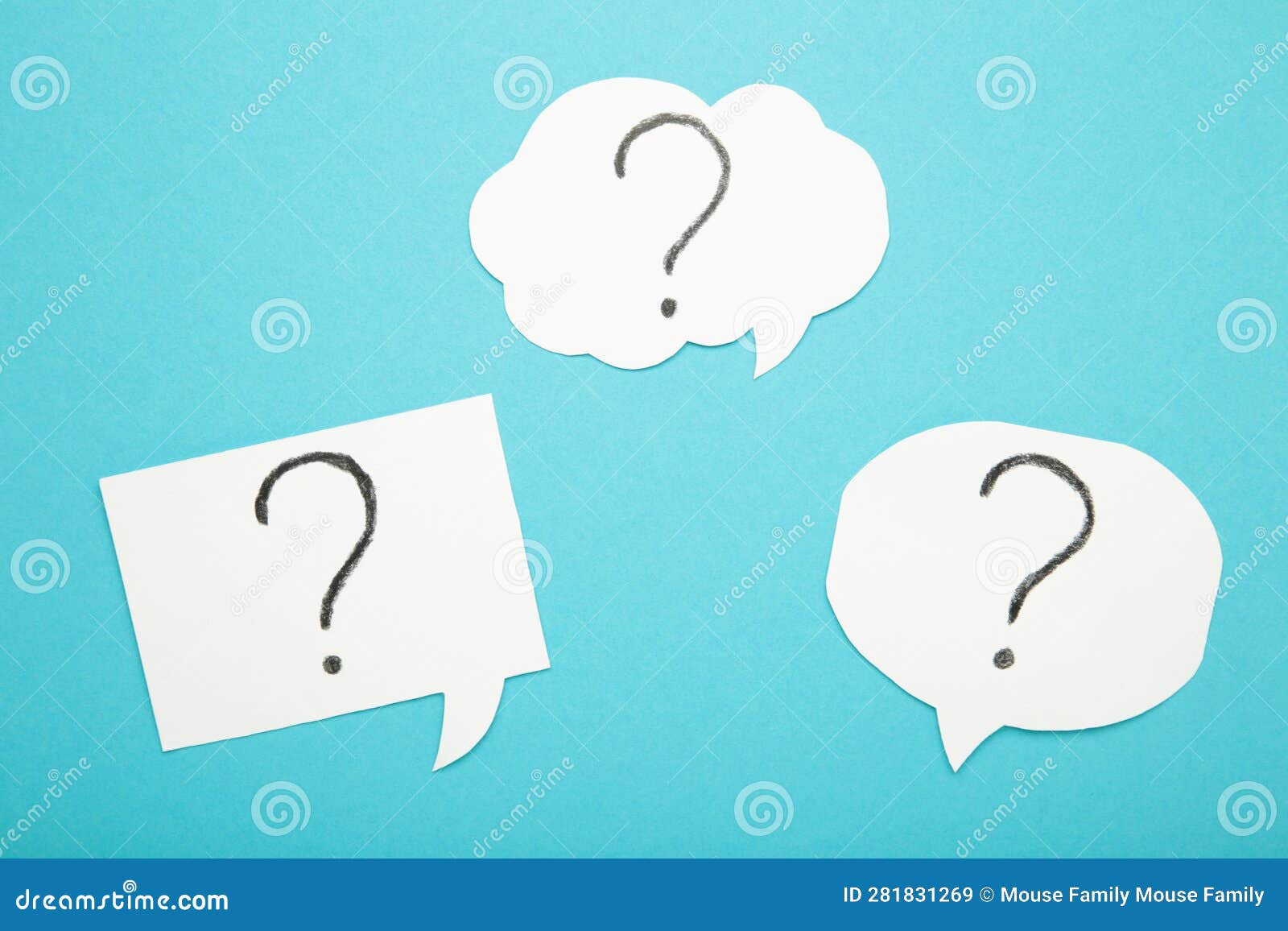 Question Marks on White Stickers on Green Background Stock Image ...