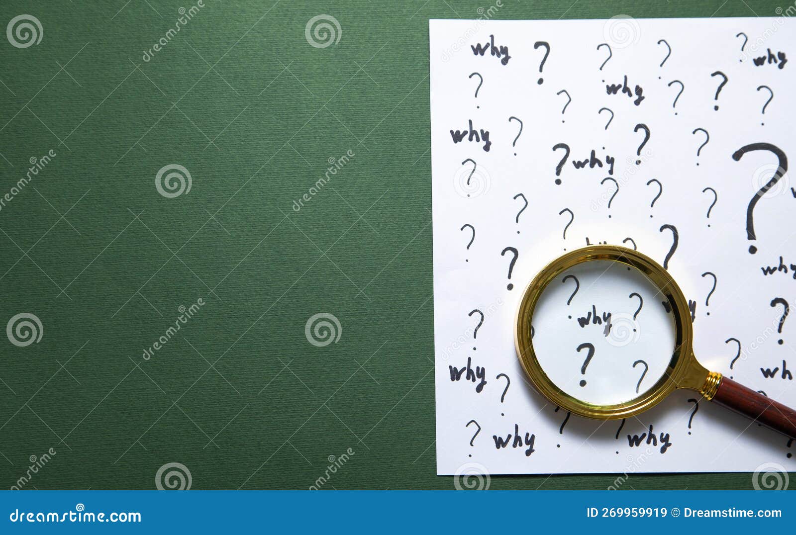 Question Marks and Why? Word with Magnifying Glass Stock Image - Image ...