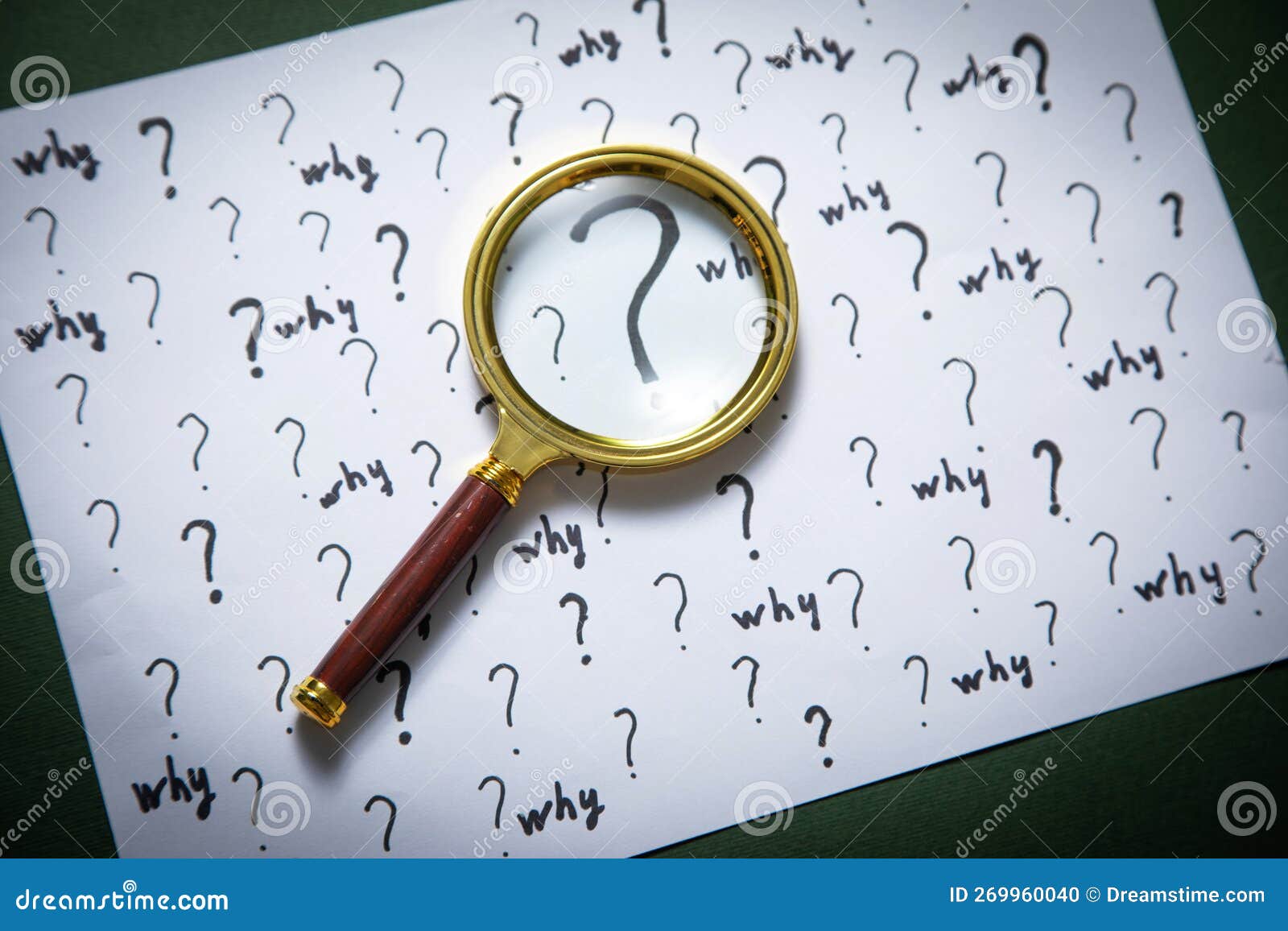 Question Marks and Why? Word with Magnifying Glass Stock Photo - Image ...
