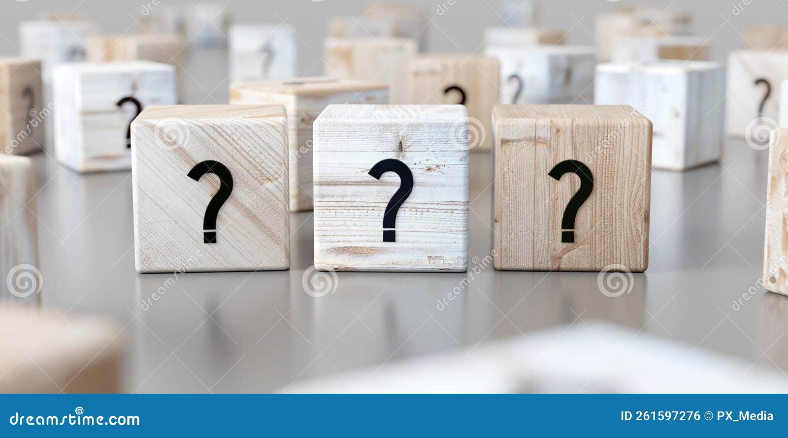 Question Marks - Word on Wooden Blocks - 3D Illustration Stock ...
