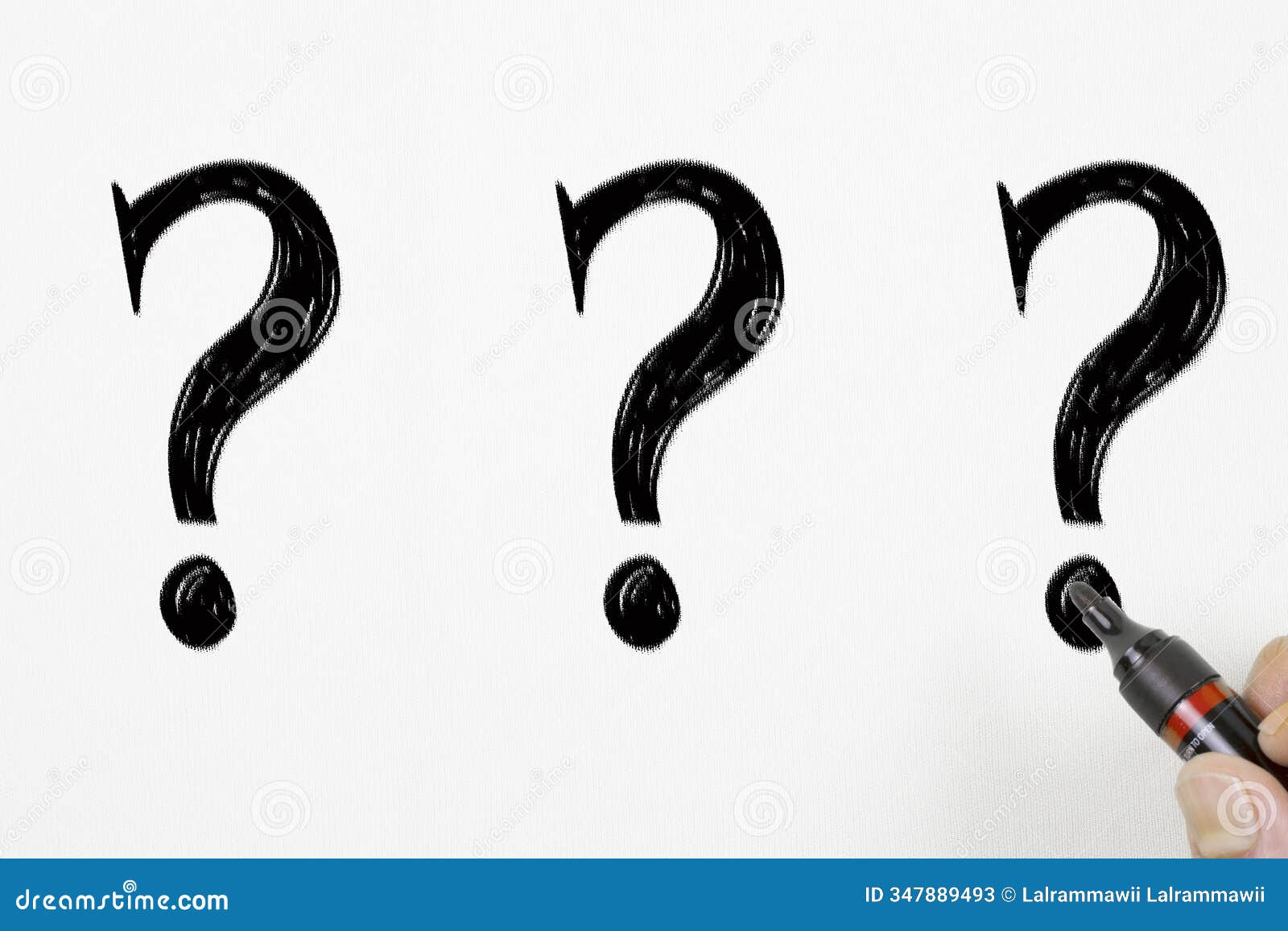 Question Marks Written on White Background. Copy Space Stock Image ...