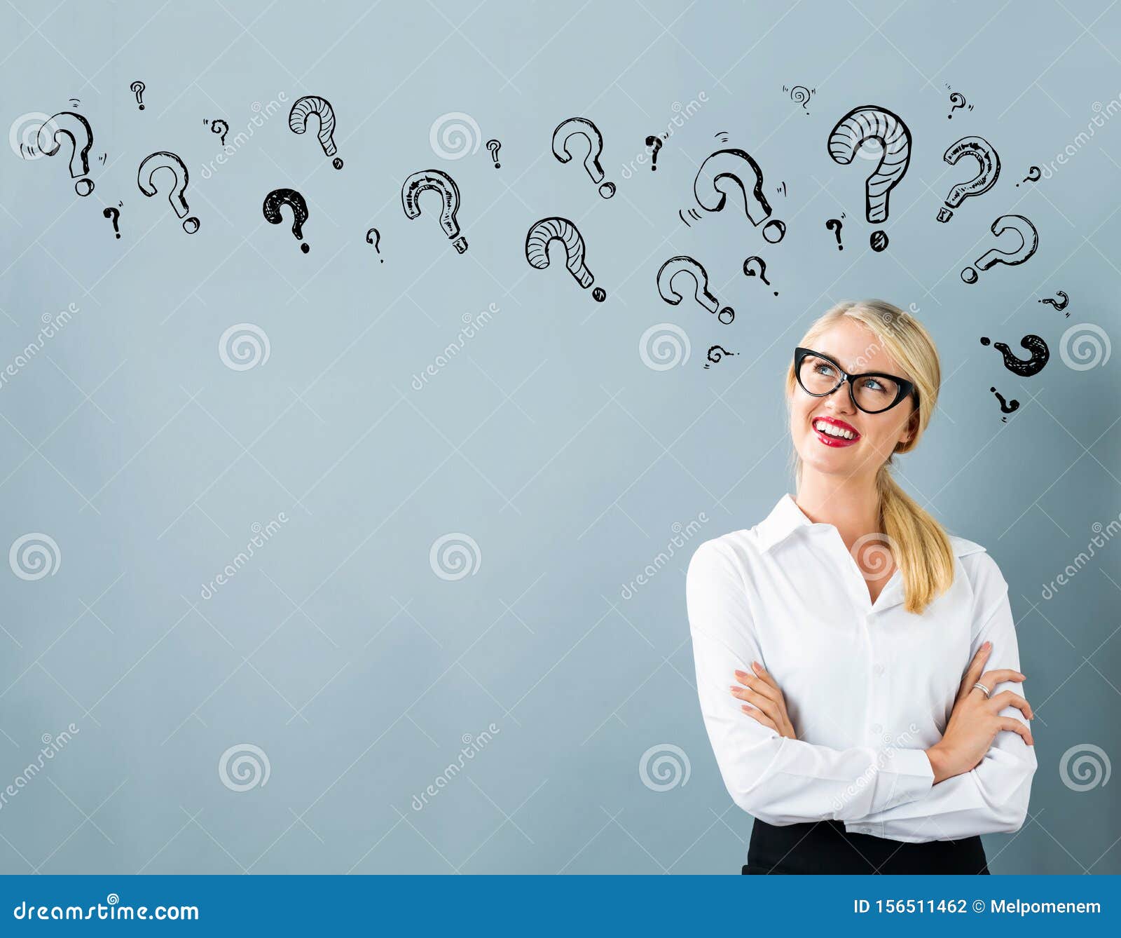 Question Marks with Young Woman Stock Illustration - Illustration of ...