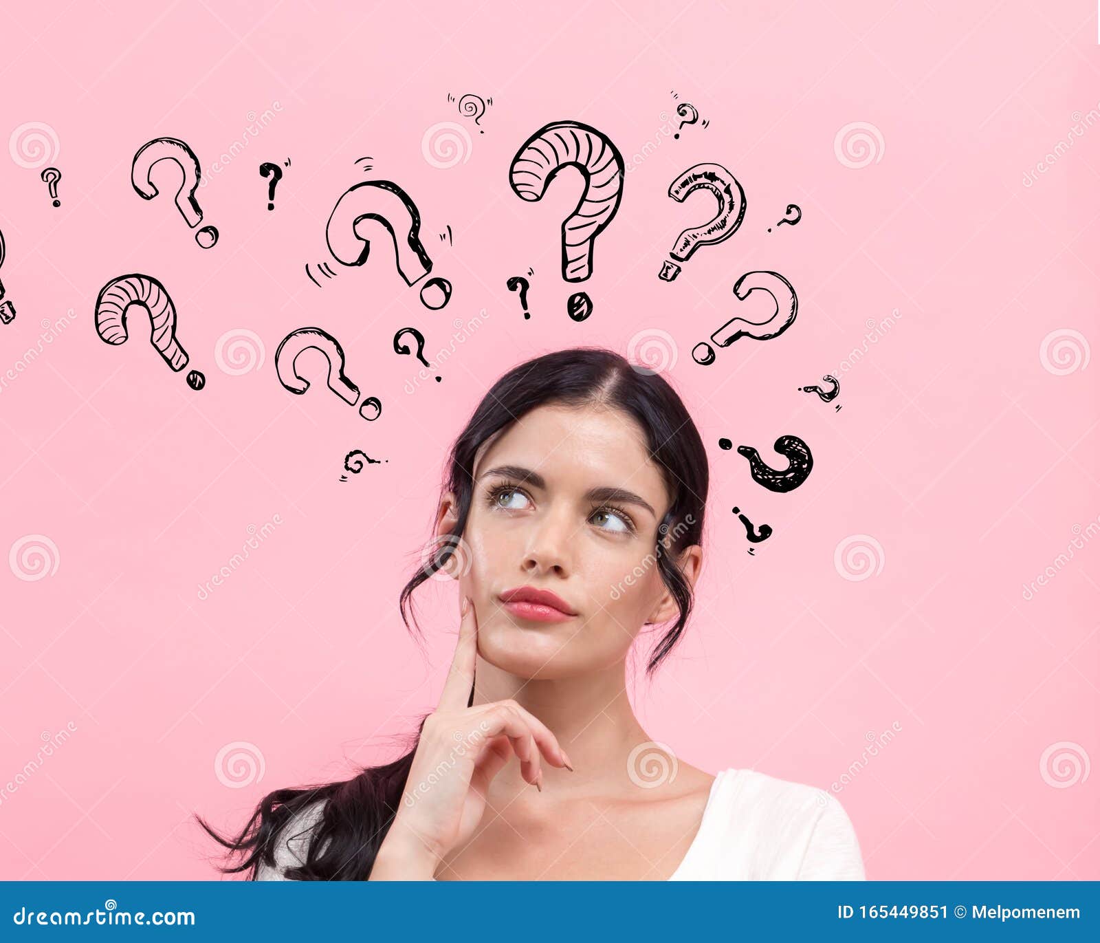 Question Marks with Young Woman Stock Image - Image of asking, marks ...