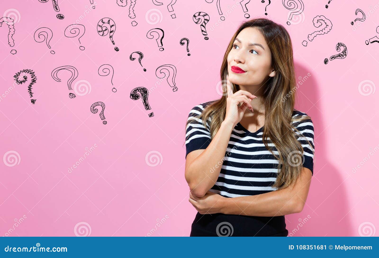 Question Marks with Young Woman Stock Image - Image of color, choice ...