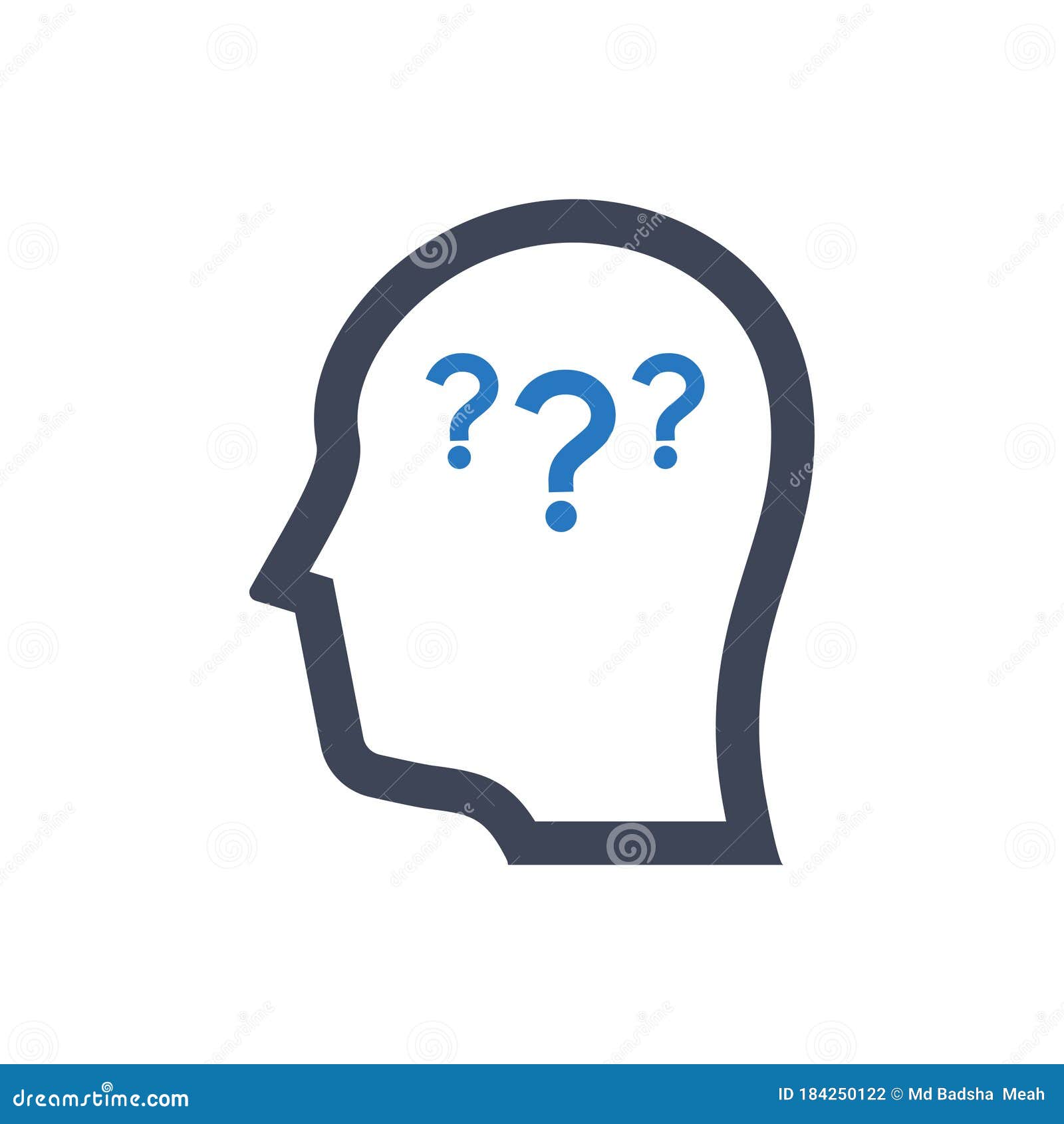 Question in mind icon stock vector. Illustration of vector - 184250122