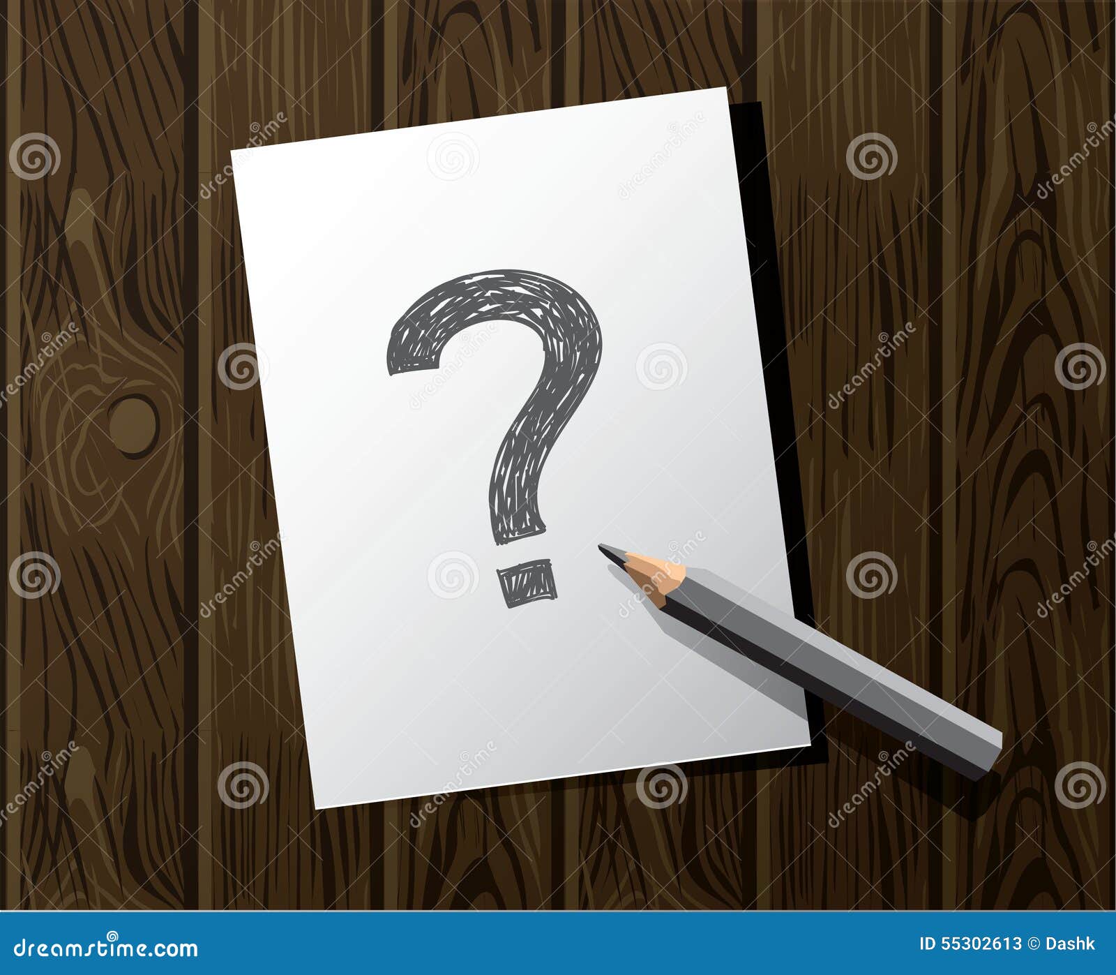 Question pen paper table stock vector. Illustration of graphic - 55302613