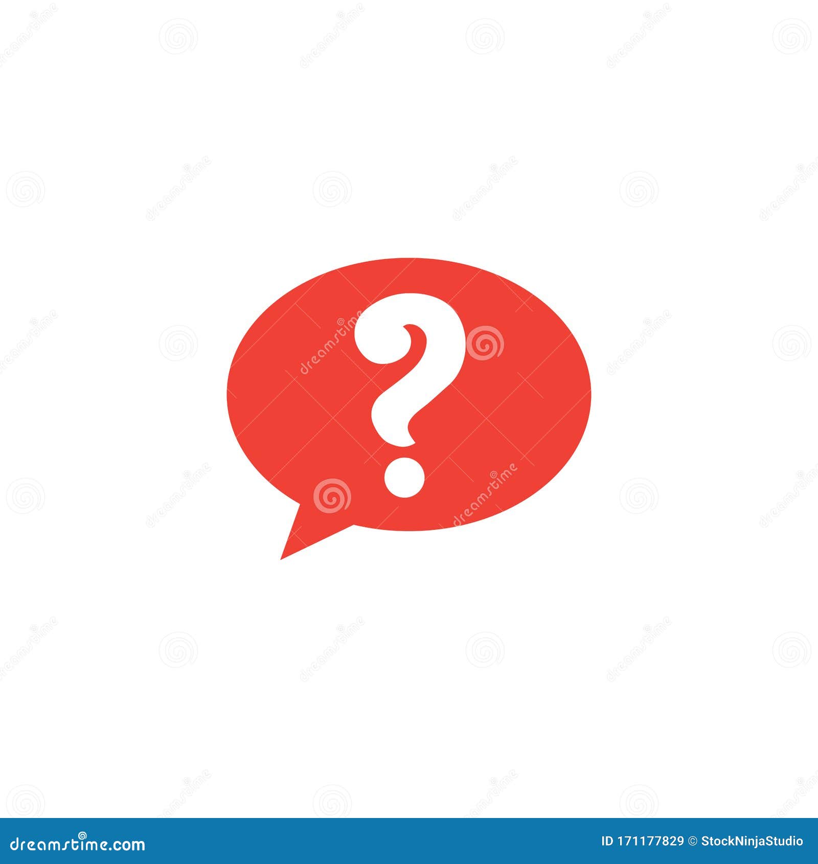 Question Red Icon on White Background. Red Flat Style Vector ...