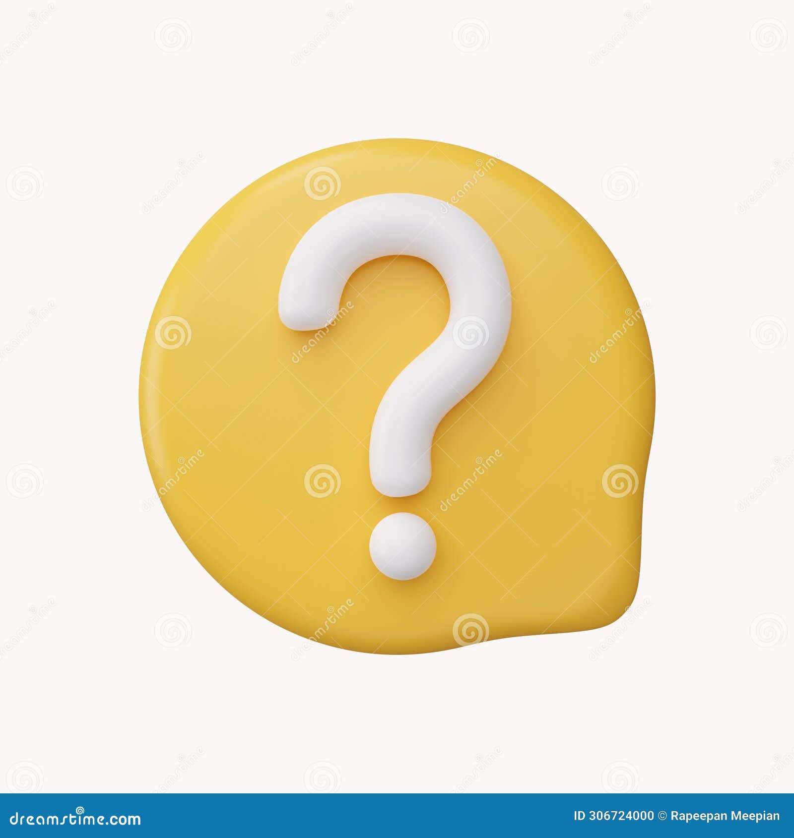 Question Sign 3d Render. Interface Button Isolated on White Stock ...