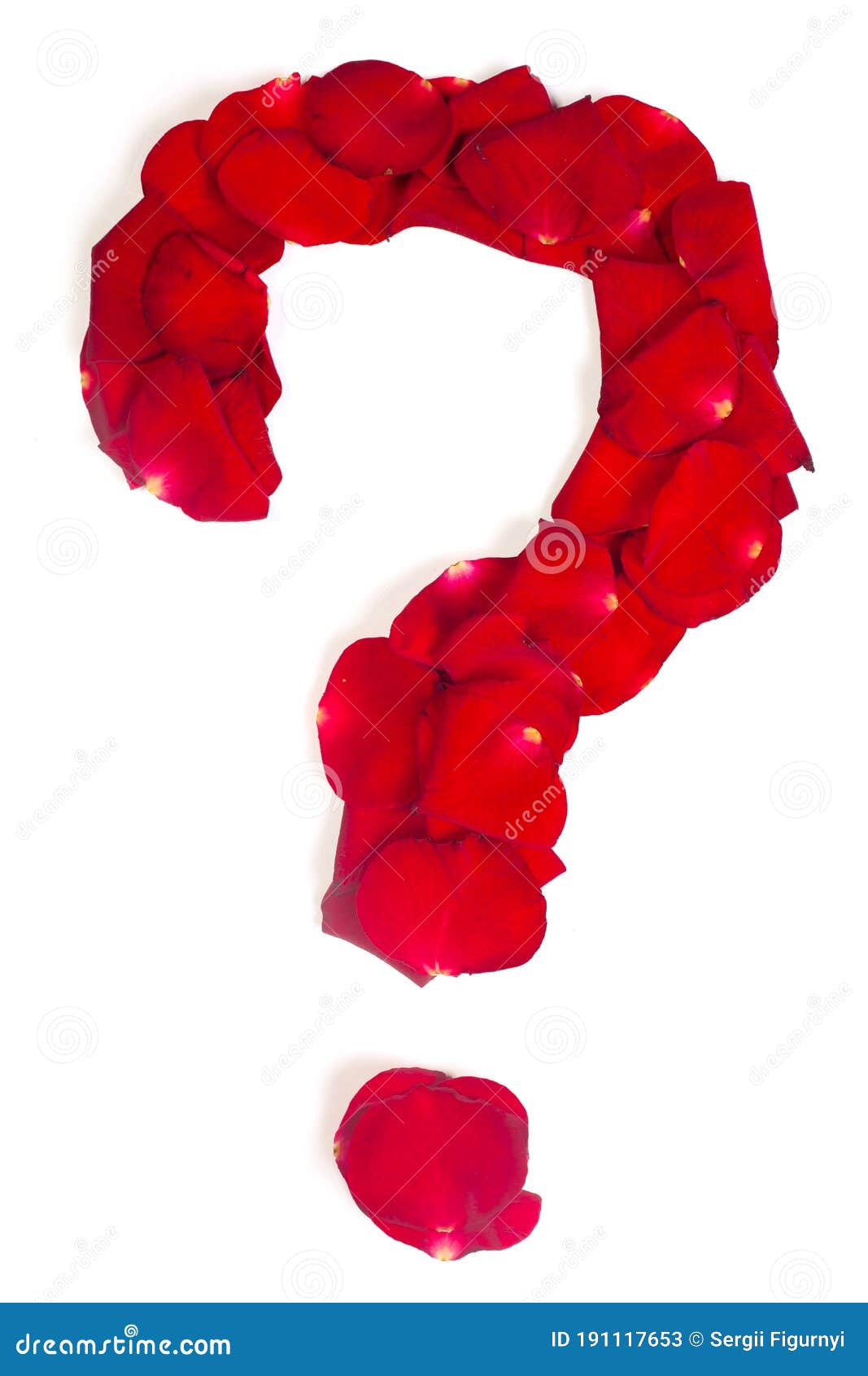 Question Sign Made from Red Petals Rose on White Stock Image - Image of ...