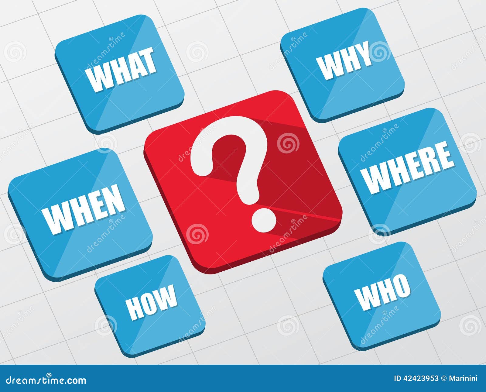 Question Sign and Question Words in Flat Blocks Stock Illustration ...