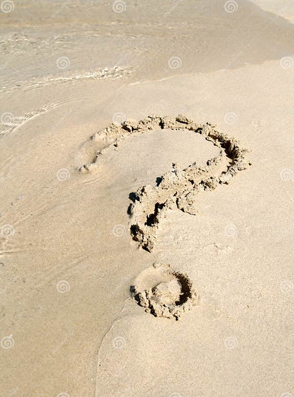 Question sign on sand stock image. Image of confusion - 4829245