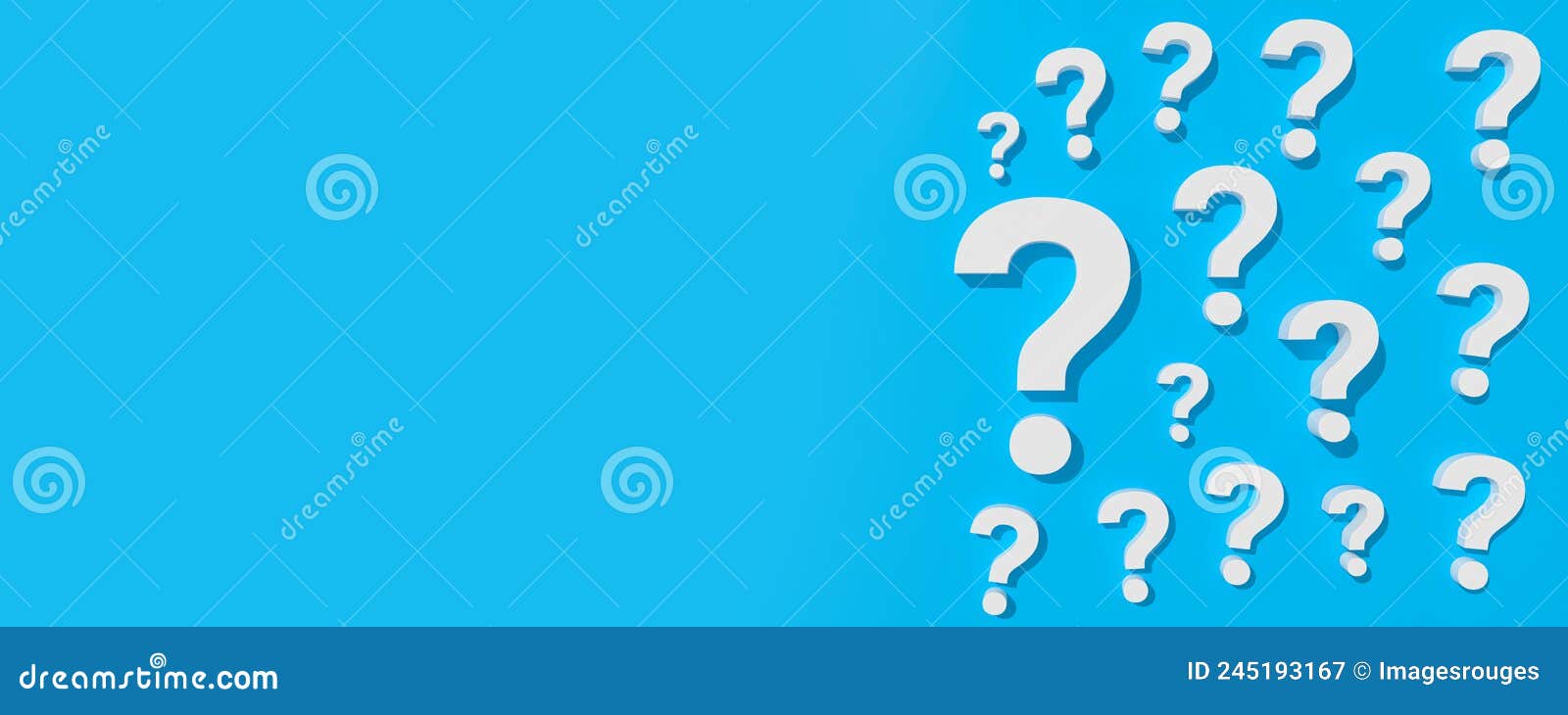 Question Sing in Panoramic Blue Studio Background with Space for Text ...